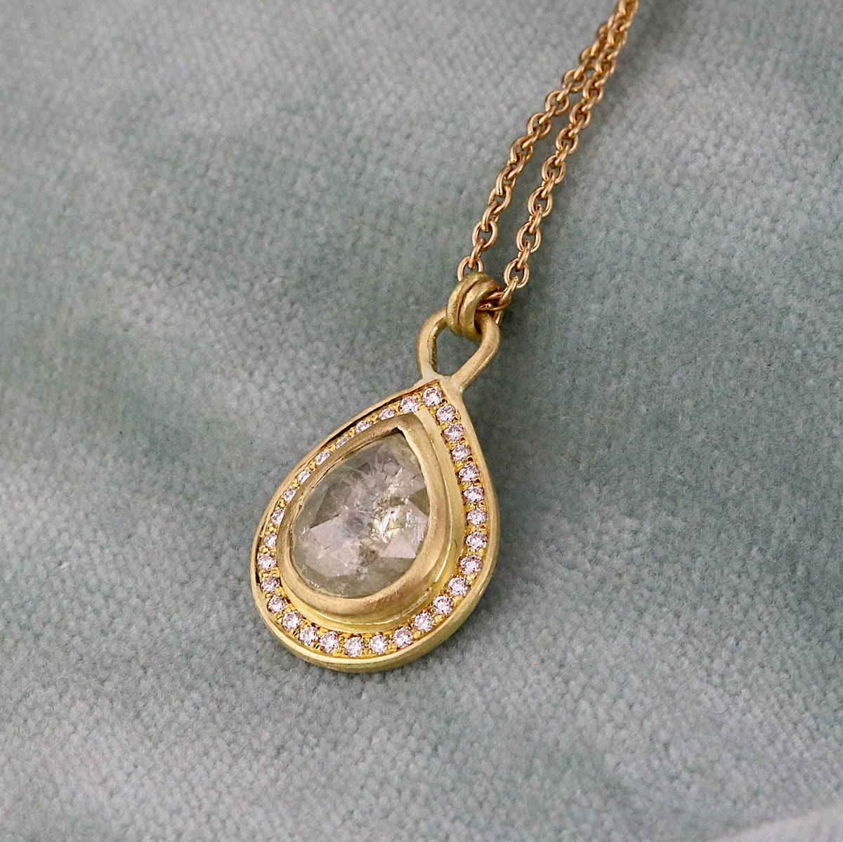 Large Pear Diamond Halo Pendant – Gill Wing Jewellery